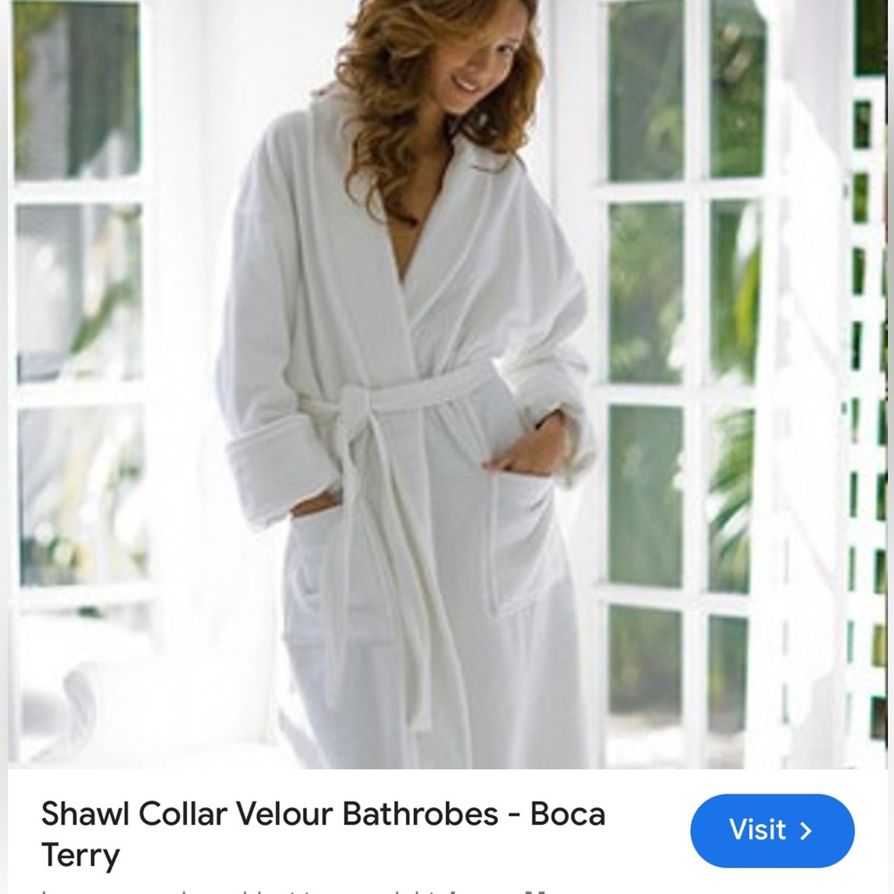 Boca Terry White Robe Shawl Collar Pockets Size Xxl W… - Gem